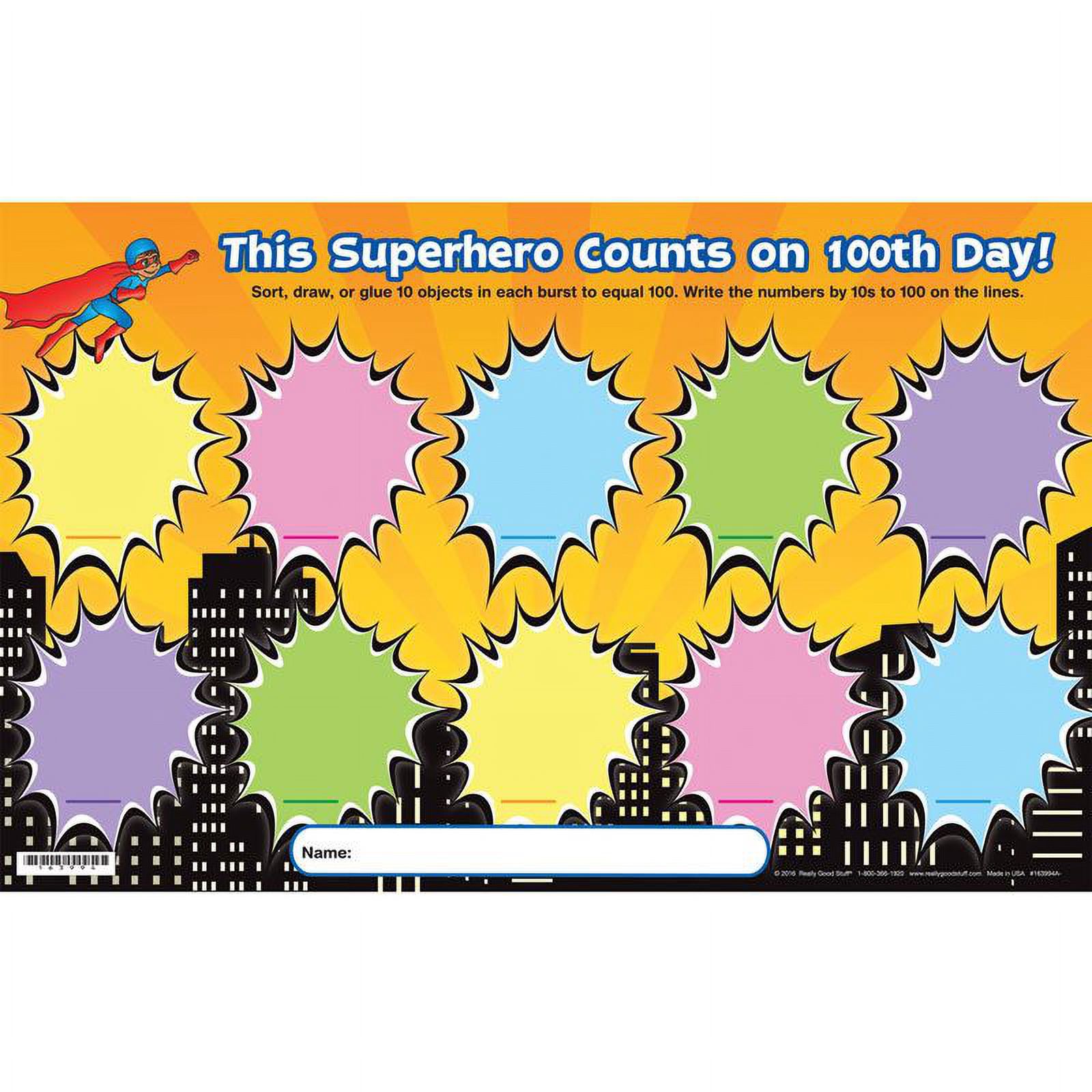 This Superhero Counts On 100th Day! Activity Mats - Walmart.com