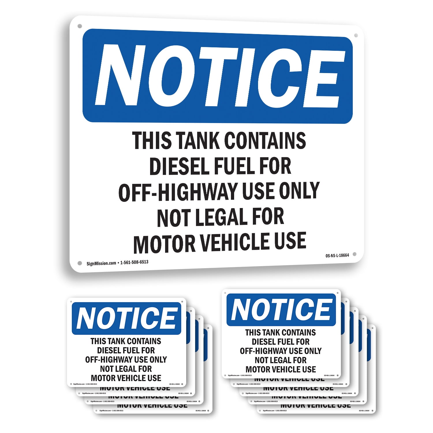 This Tank Contains Diesel Fuel For Off OSHA Notice Rigid Plastic Sign ...