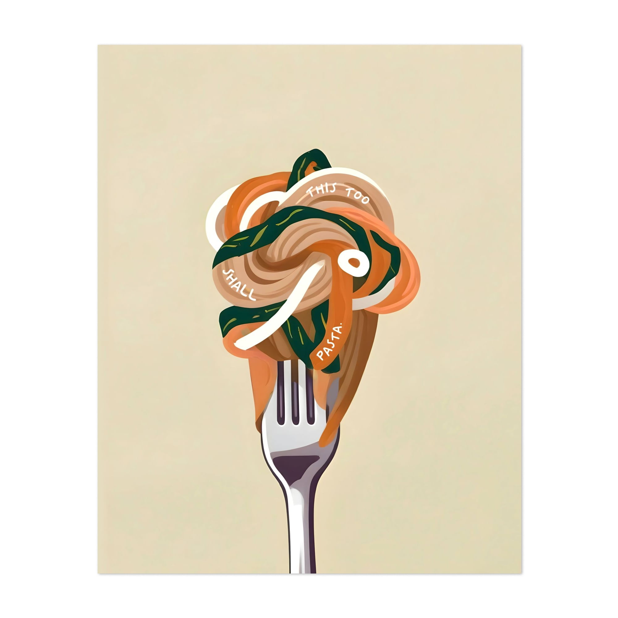 This Too Shall Pasta - India Digital Art Quote Kitchen Decor Humor ...