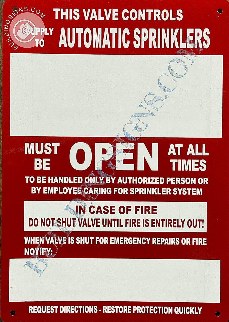 This Valve Control Supply to Automatic Sprinkler Sign (Vertical,RED ...