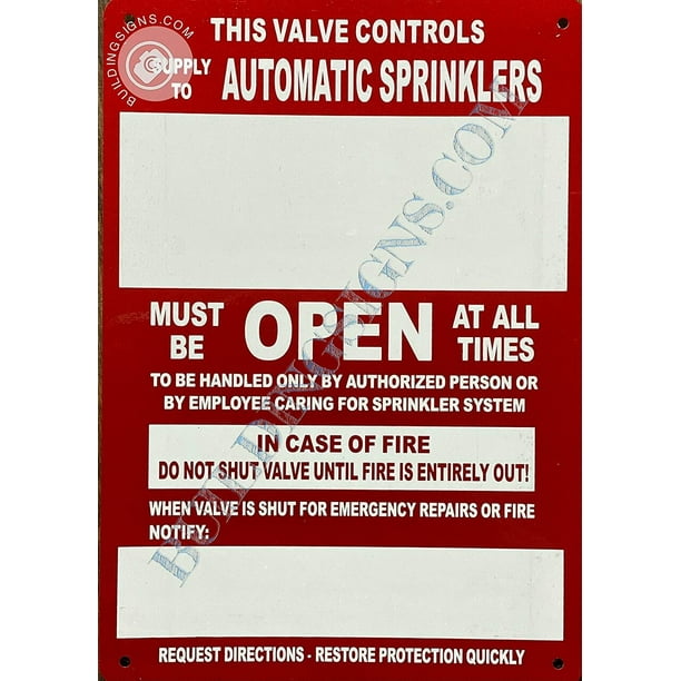 This Valve Control Supply to Automatic Sprinkler Sign (Vertical,RED ...