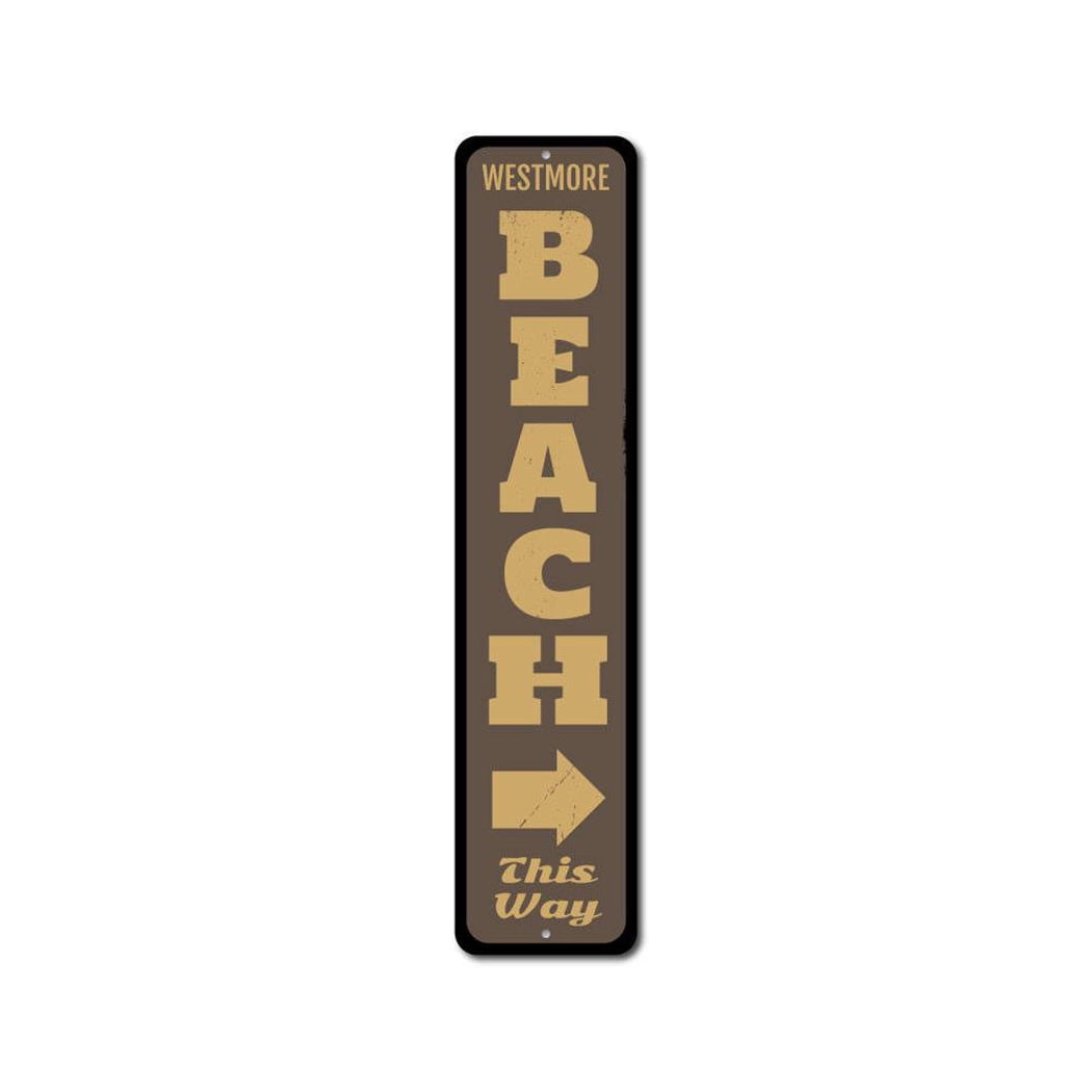 This Way Beach Arrow Vertical Sign, Custom Favorite Beach Name Sign ...