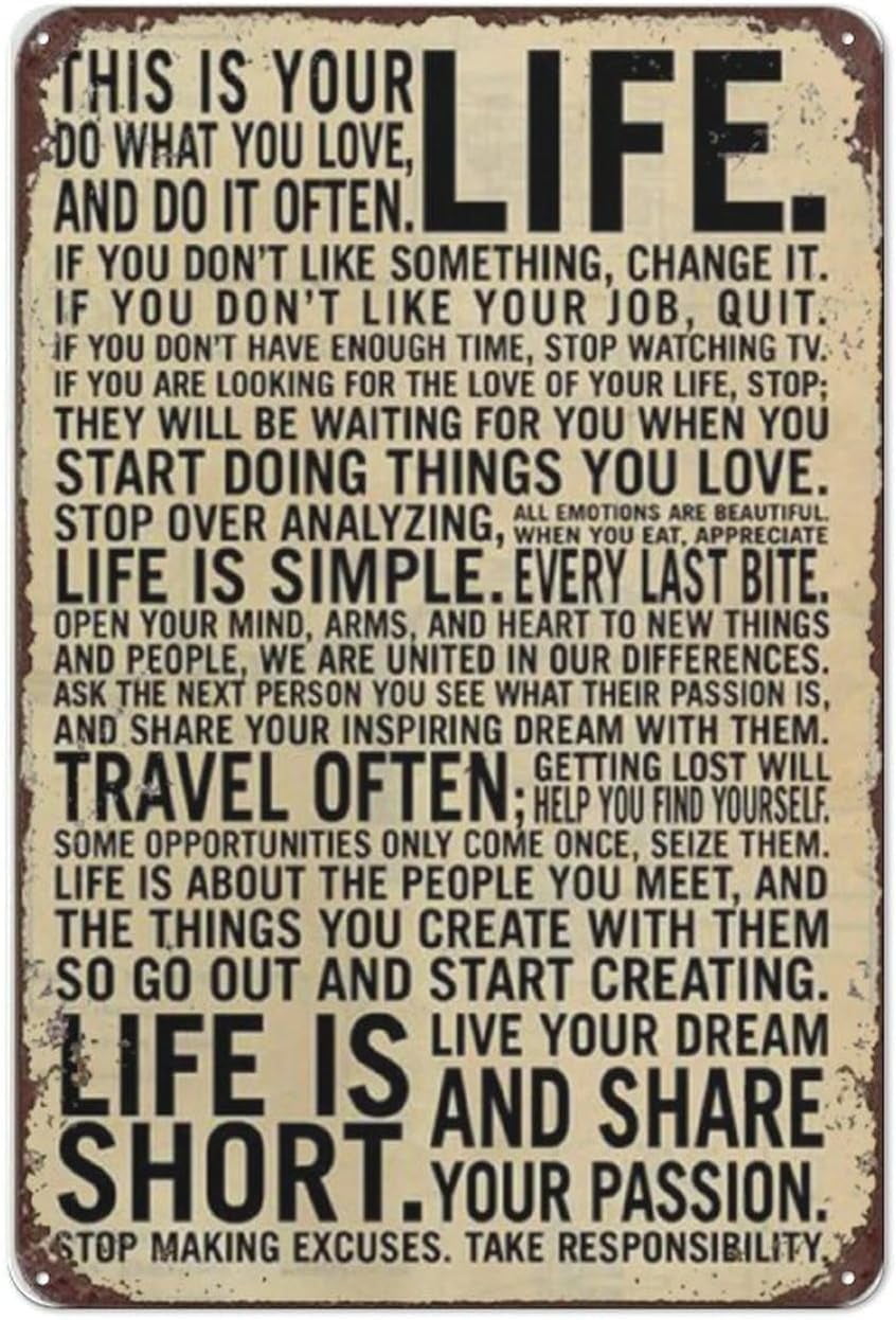 This is Your Life You Only Live Once Quotes Vintage Poster ...