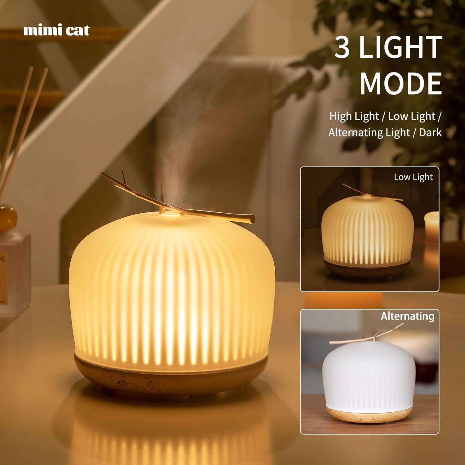 This elegant modern Essential Oil Diffuser creates a calming atmosphere ...