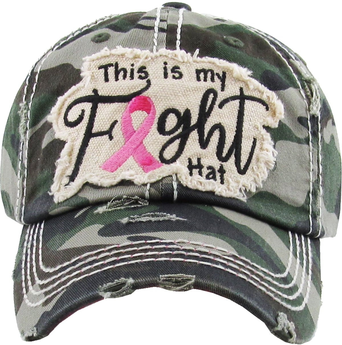 This is Fight Hat Pink Ribbon Distressed Vintage Washed Baseball Cap ...