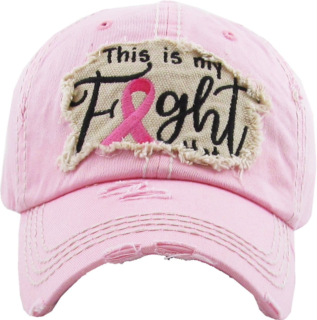 This is Fight Hat Pink Ribbon Distressed Vintage Washed Baseball Cap ...