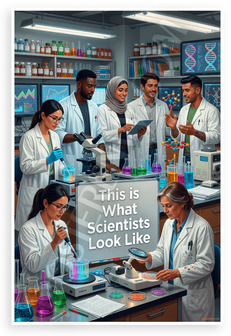 "This is What Scientists Look Like" Diverse Lab Team Educational 12x18 ...