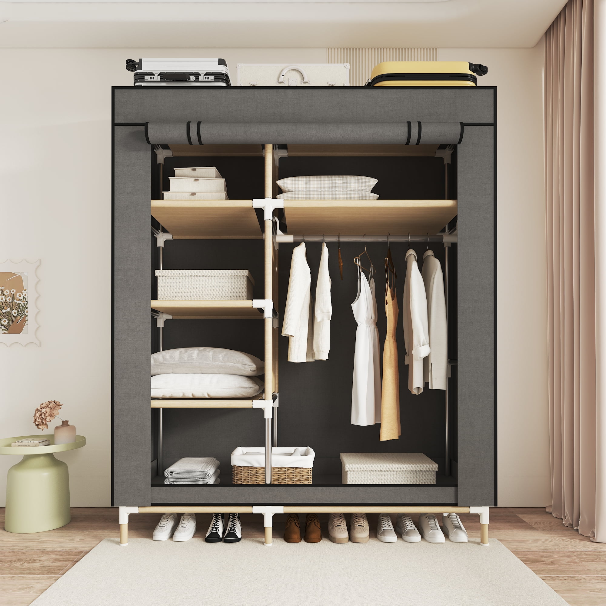 This is an easy to assemble simple clothes storage wardrobe, with 6 ...