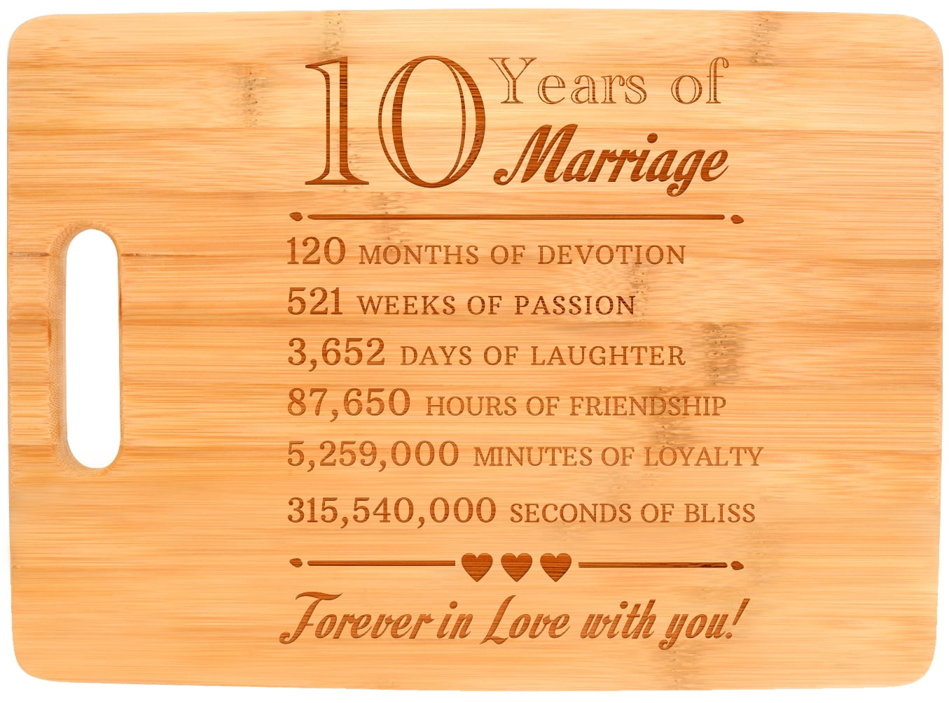 ThisWear 10th Anniversary Gift 10 Years of Marriage Forever in Love Big Rectangle Bamboo Cutting ...