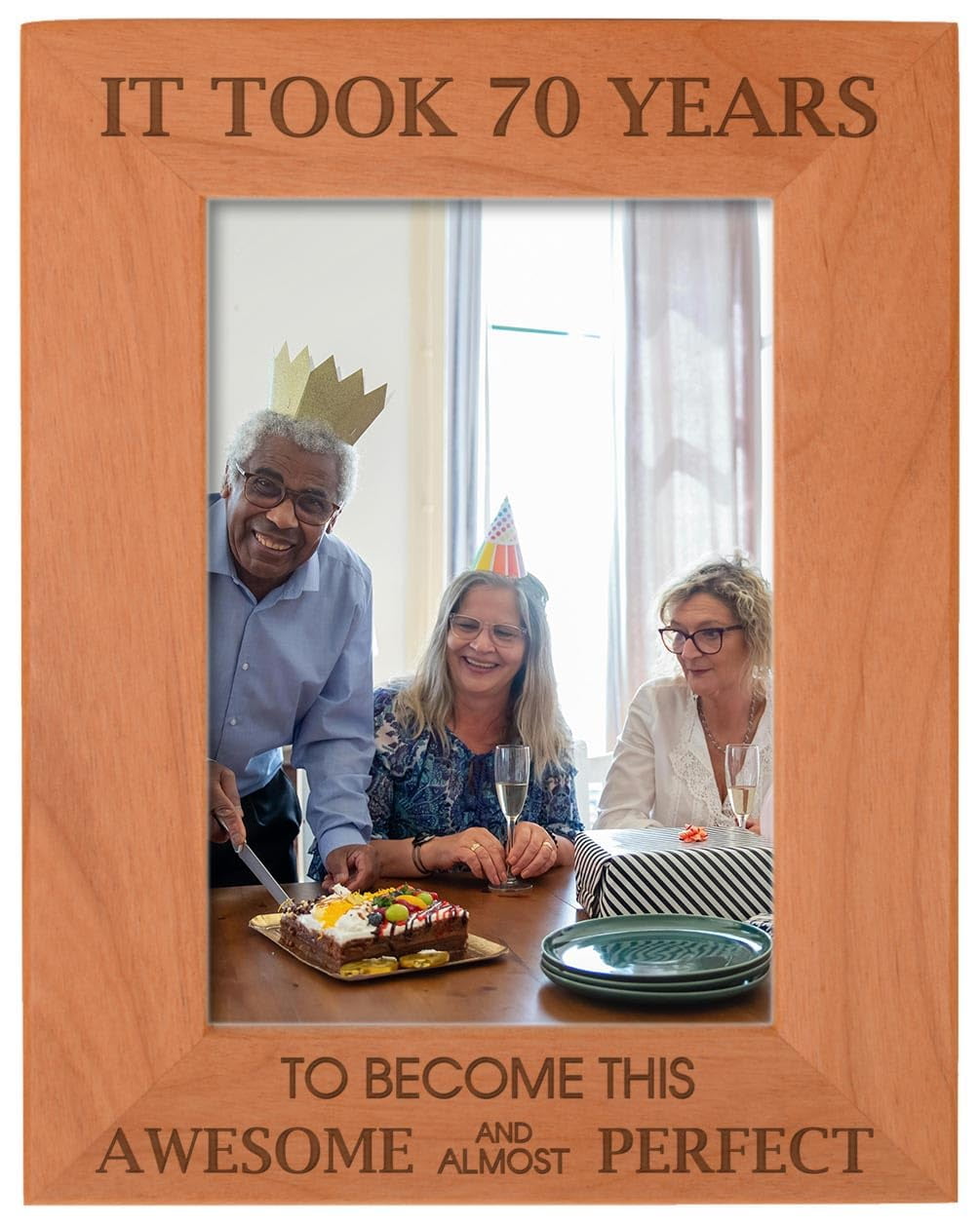 70th Birthday Gift It Took 70 Years Awesome Natural Wood Engraved 5x7 ...