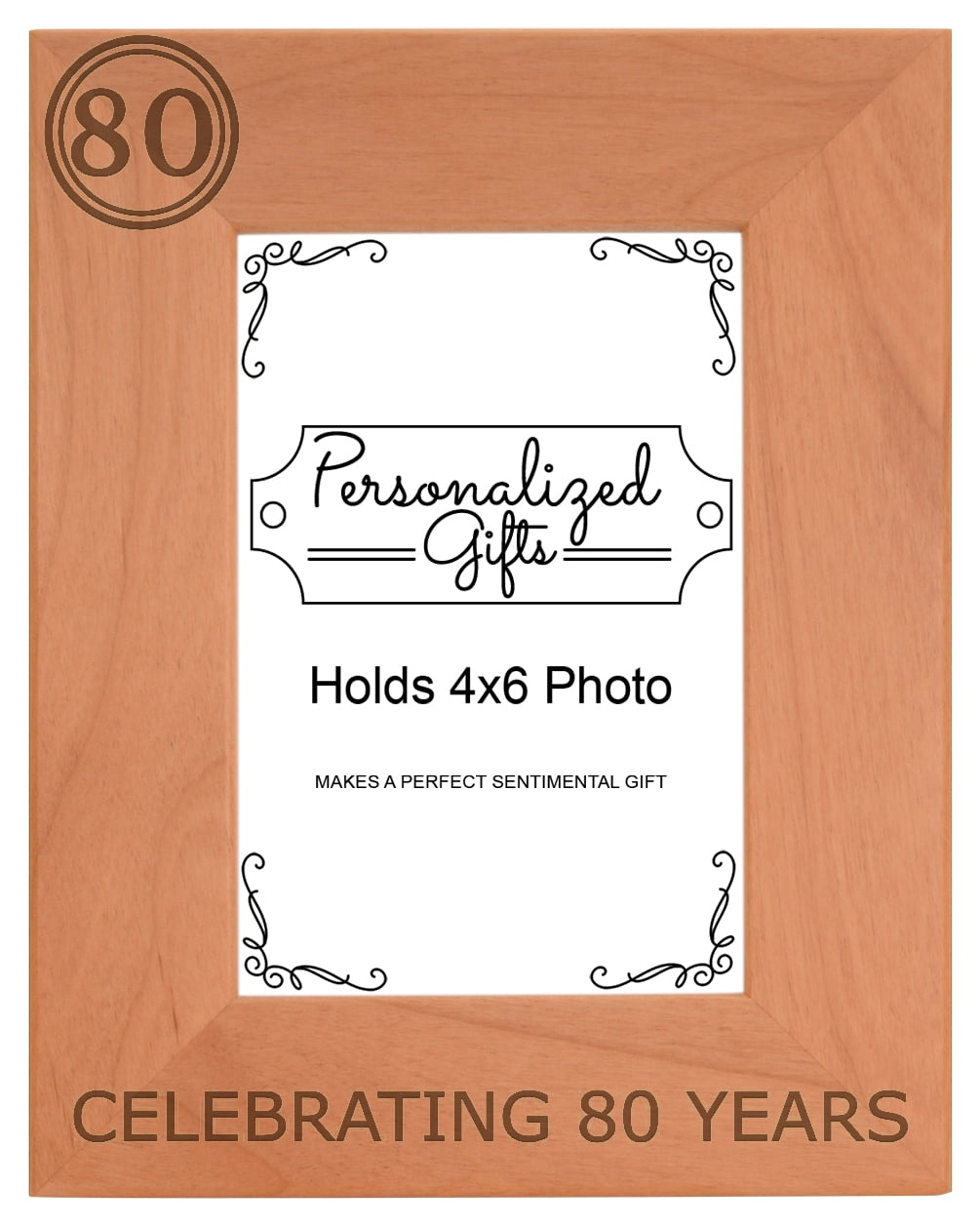 ThisWear 80th Birthday Gift Celebrating 80 Years Wood Laser 4x6 ...