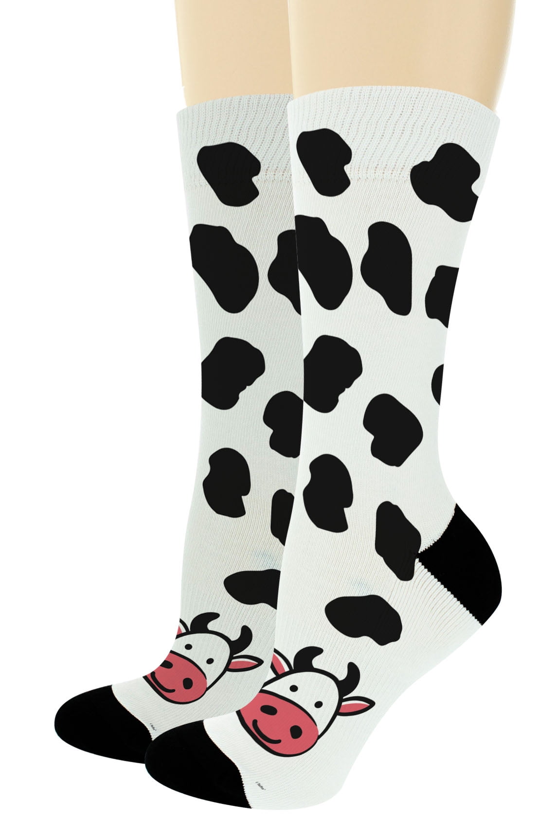 ThisWear Black & White Cow Print Novelty Crew Socks, 1-Pair, Perfect ...
