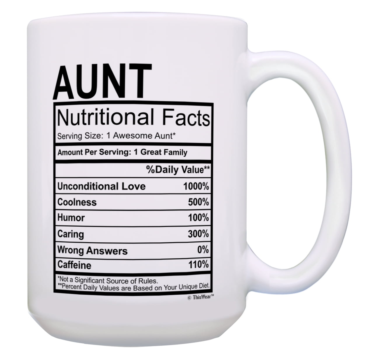 ThisWear Aunt Gifts for Women Aunt Nutritional Facts Funny Aunt Gifts ...