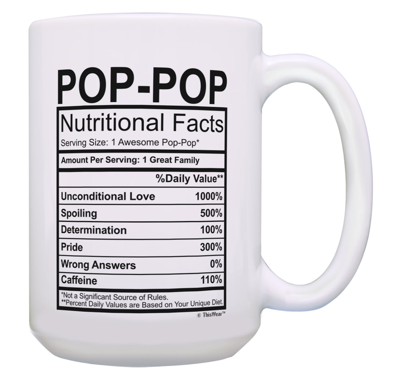 ThisWear Awesome Pop-Pop Mug Pop-Pop Nutritional Facts Pop-Pop Coffee ...