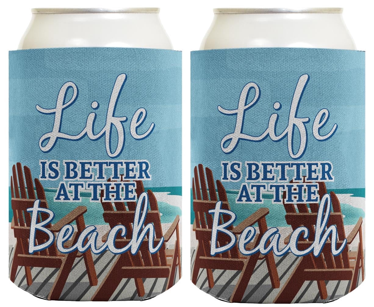 Beach Gifts Life is Better at the Beach Can Coolers 2-Pack Can Drink ...