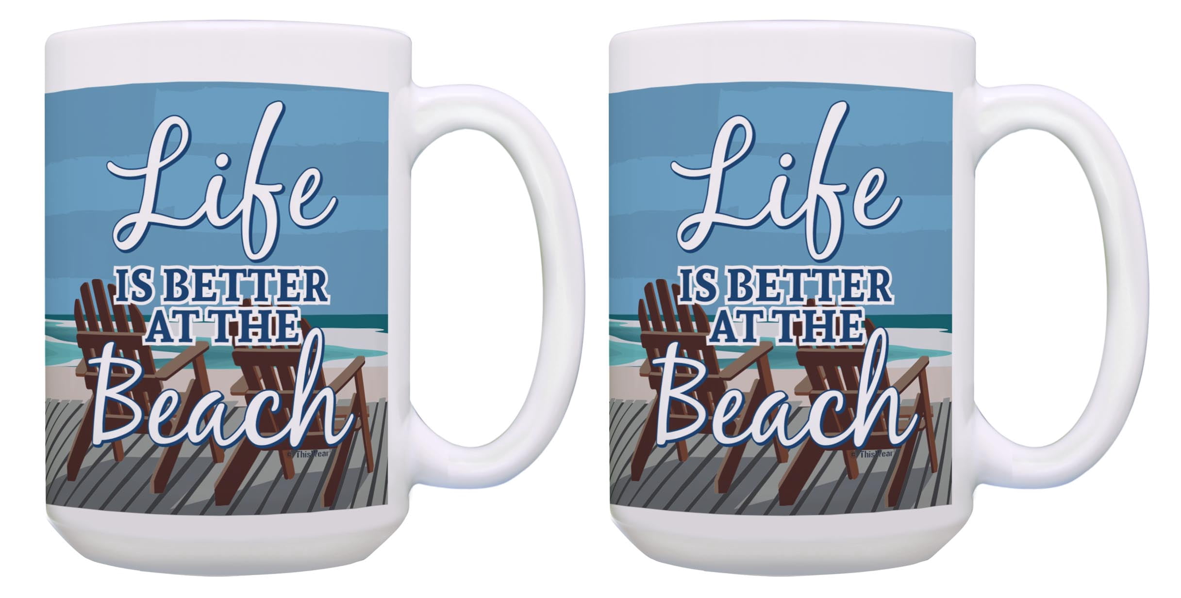 ThisWear Beach Themed Gifts Life is Better at the Beach Mug Set 2 Pack ...