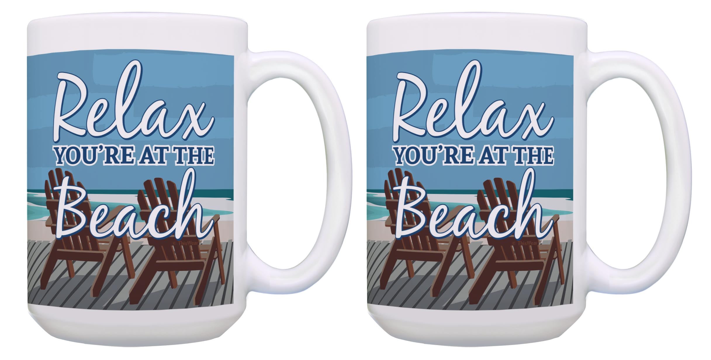 ThisWear Beach Themed Gifts Relax You're at the Beach Mug Set 2 Pack ...