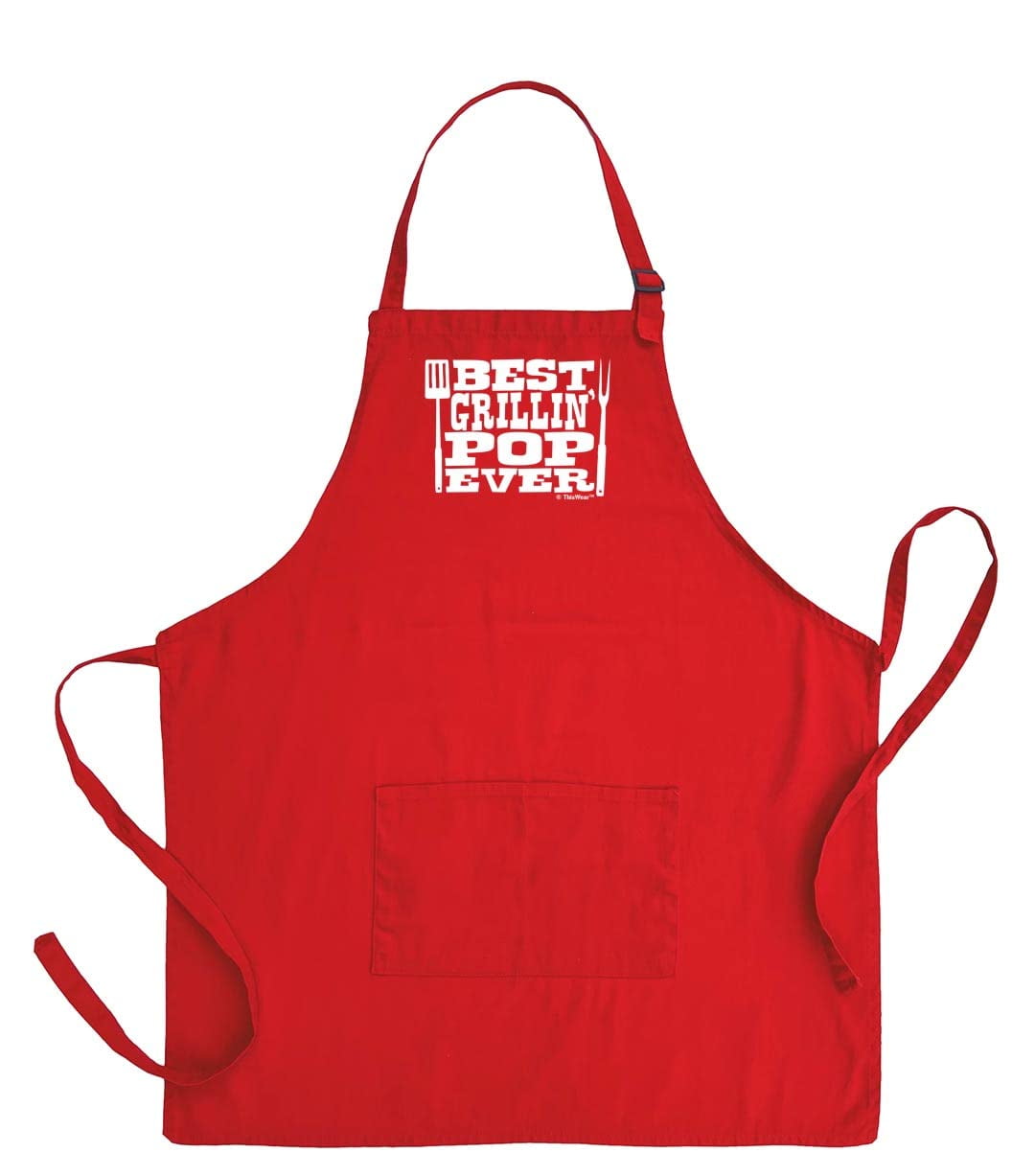 ThisWear Best Grillin Pop Ever Two Pocket Apron for Grandpa or Dad Red ...
