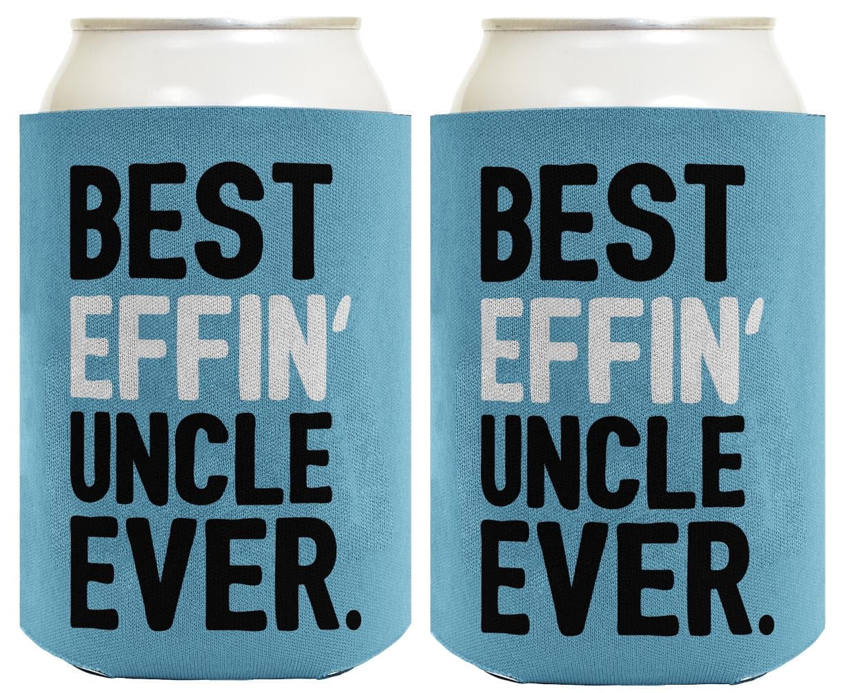 Best Effin' Uncle Ever Funny Cool Uncle Gifts 2 Pack Blue Coolie Drink ...
