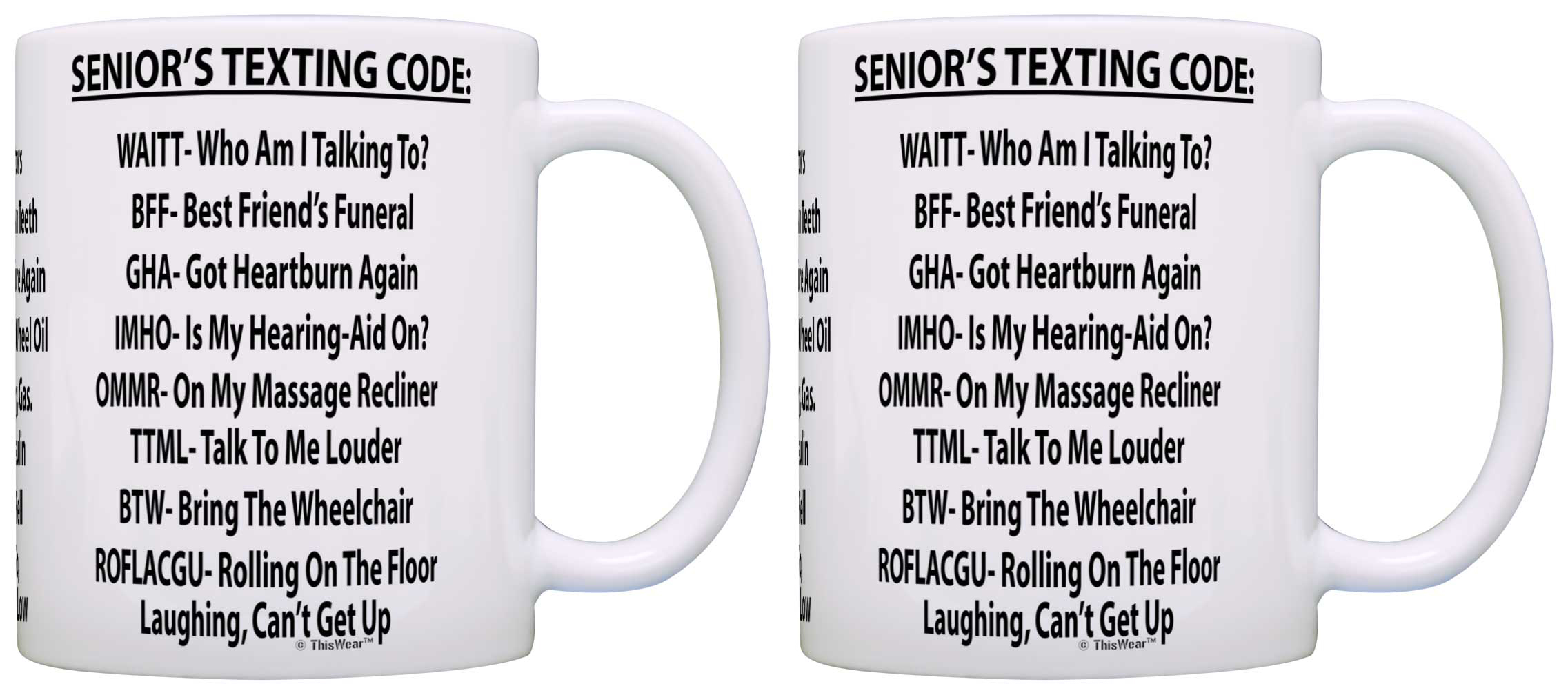 ThisWear 11oz Coffee Mugs, Funny Birthday Gifts for Dad, Senior's ...