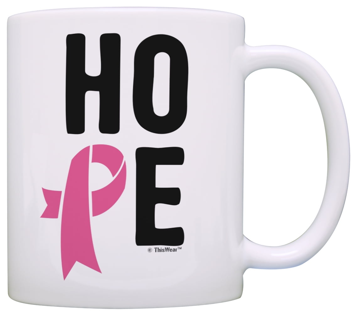 ThisWear Breast Cancer Coffee Mug Hope Spelled with Breast Cancer Pink ...