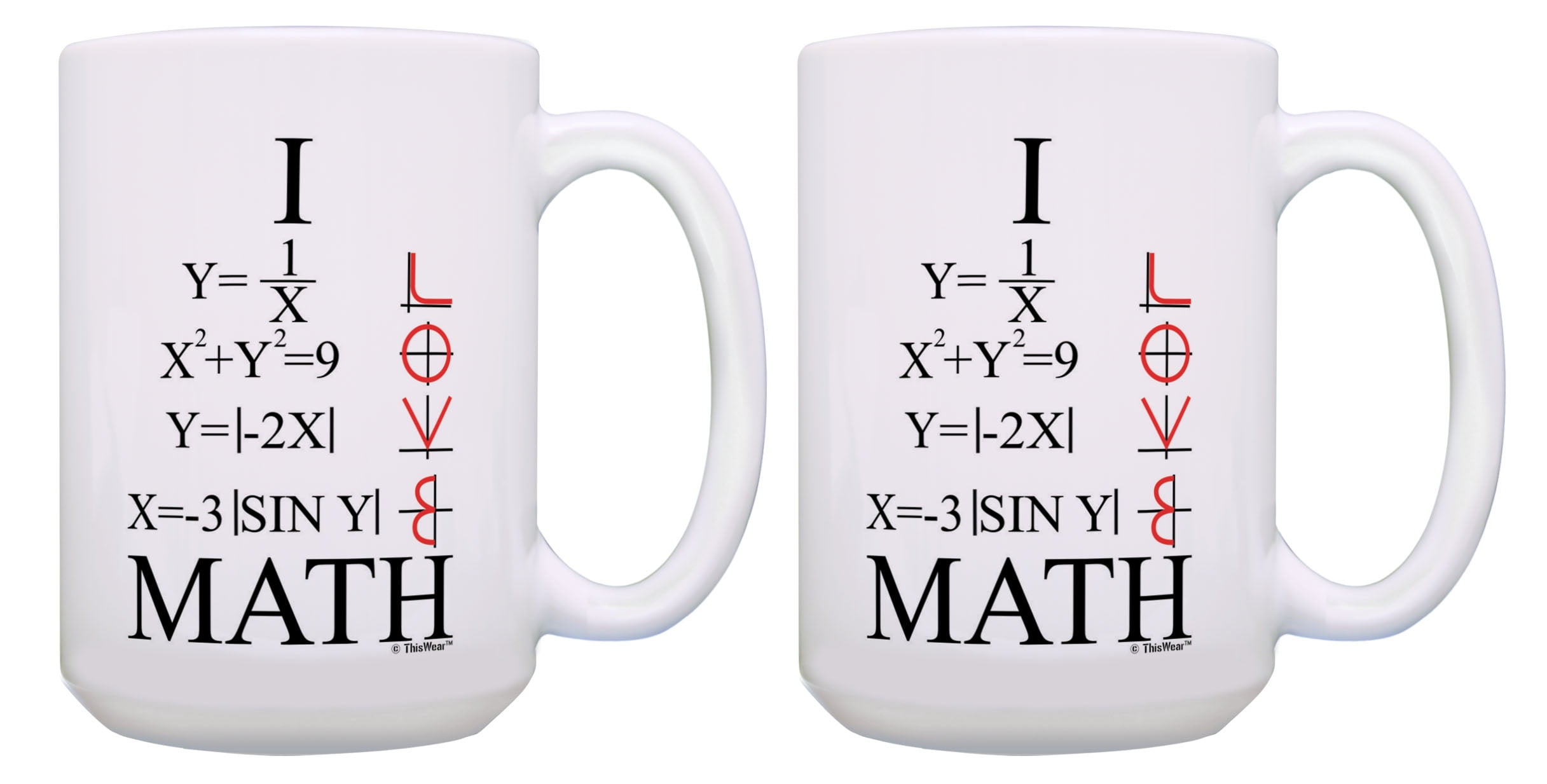 ThisWear Calculus Teacher Gifts I Love Math Graphing Nerdy Mug 2 Pack ...