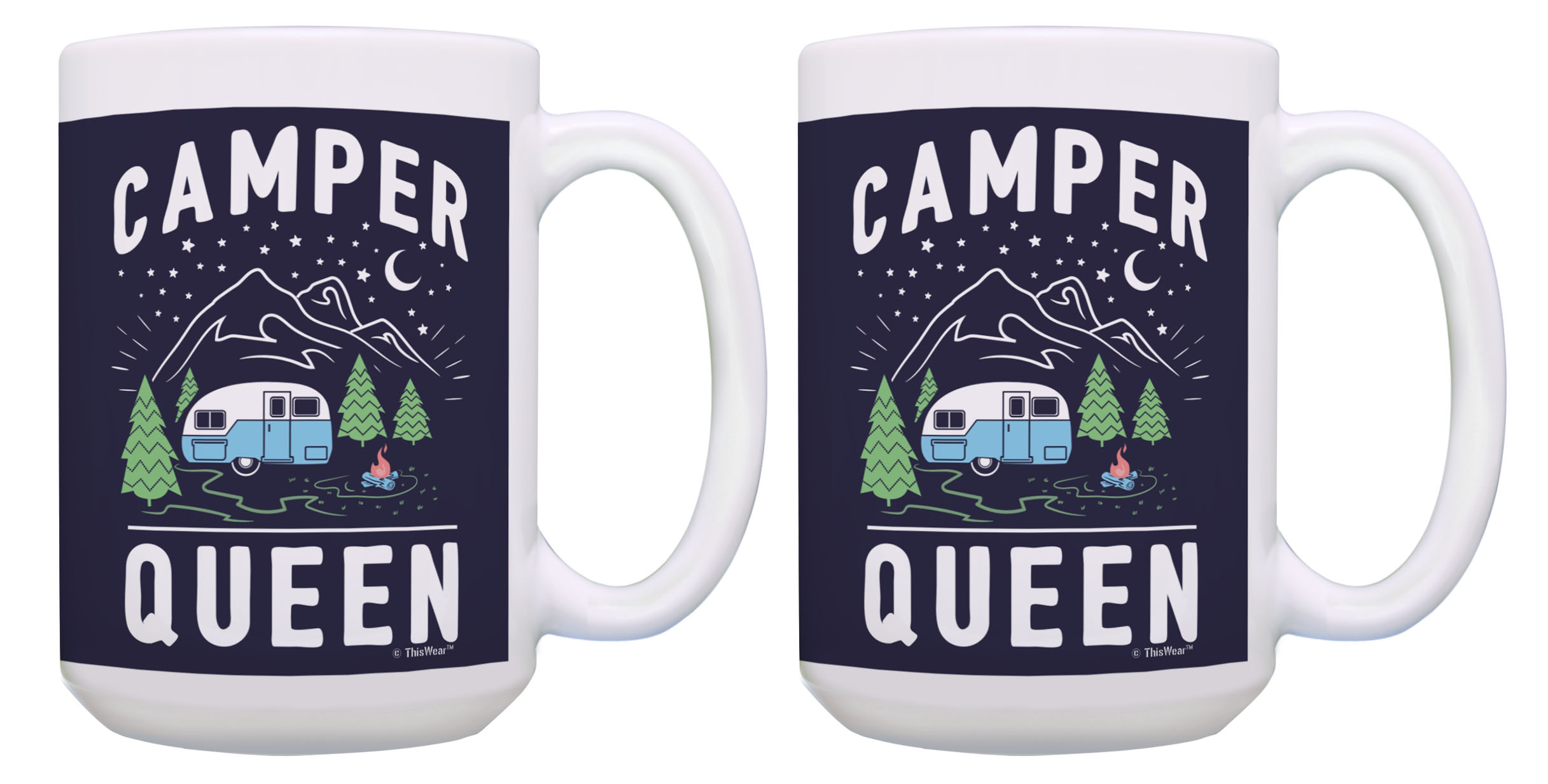 ThisWear Camping Coffee Mugs Camper Queen Camping RV Cup Set 2 Pack ...