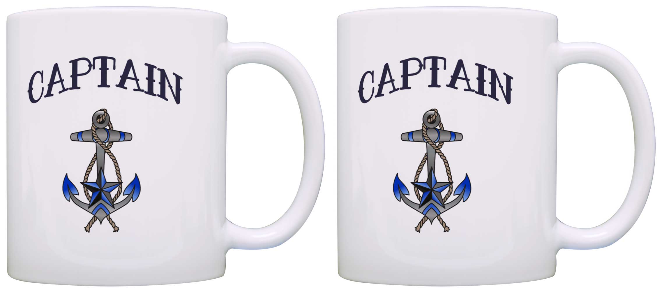 ThisWear Captain Nautical Anchor Sailing Boating Themed 11 ounce 2 Pack ...