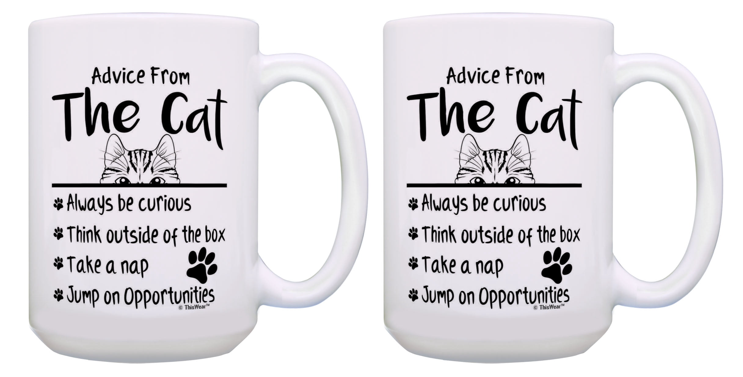 ThisWear Cat Cup Set Advice from the Cat Inspired Gifts Cat 2 Pack Gift ...