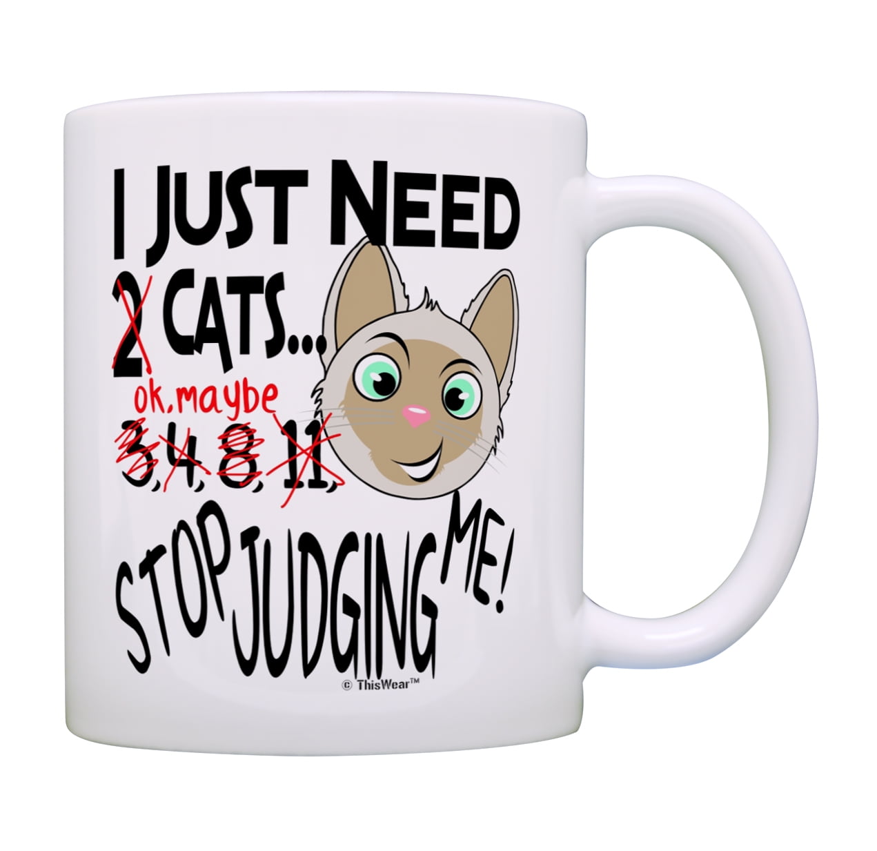 THISWEAR Cat Mug, 11 Oz Ceramic Coffee Cup, Microwave Safe, Kitty ...