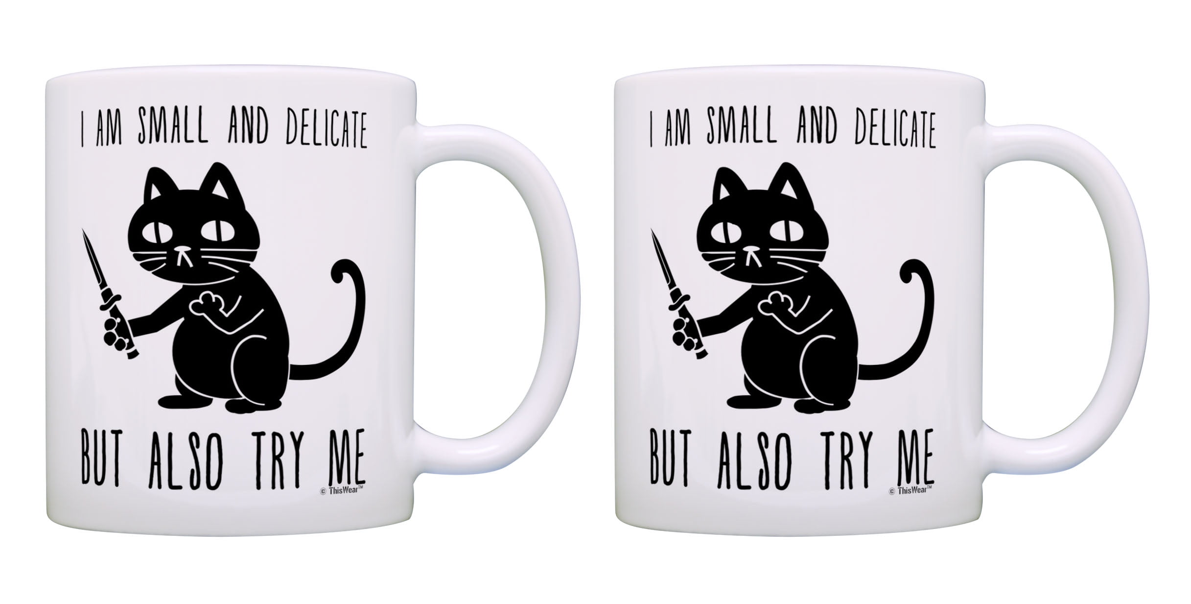 ThisWear Cat Mug Set Small and Delicate But Also Try Me Cat Lover Gifts ...
