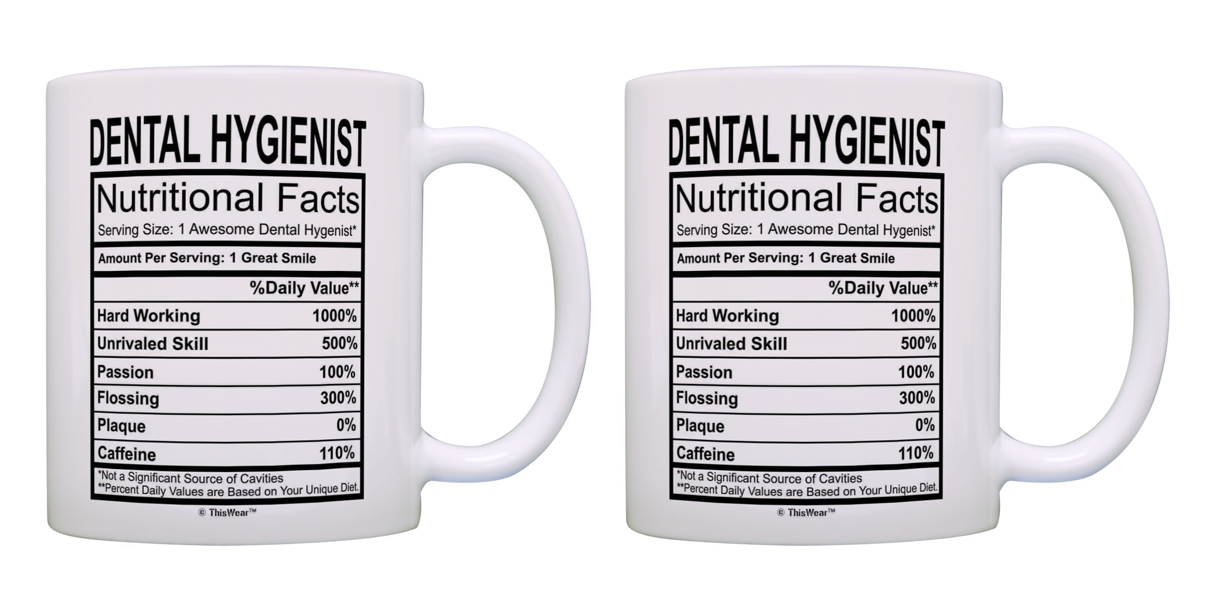 ThisWear Dental Mug Set Dental Hygienists Nutritional Facts Dentistry ...