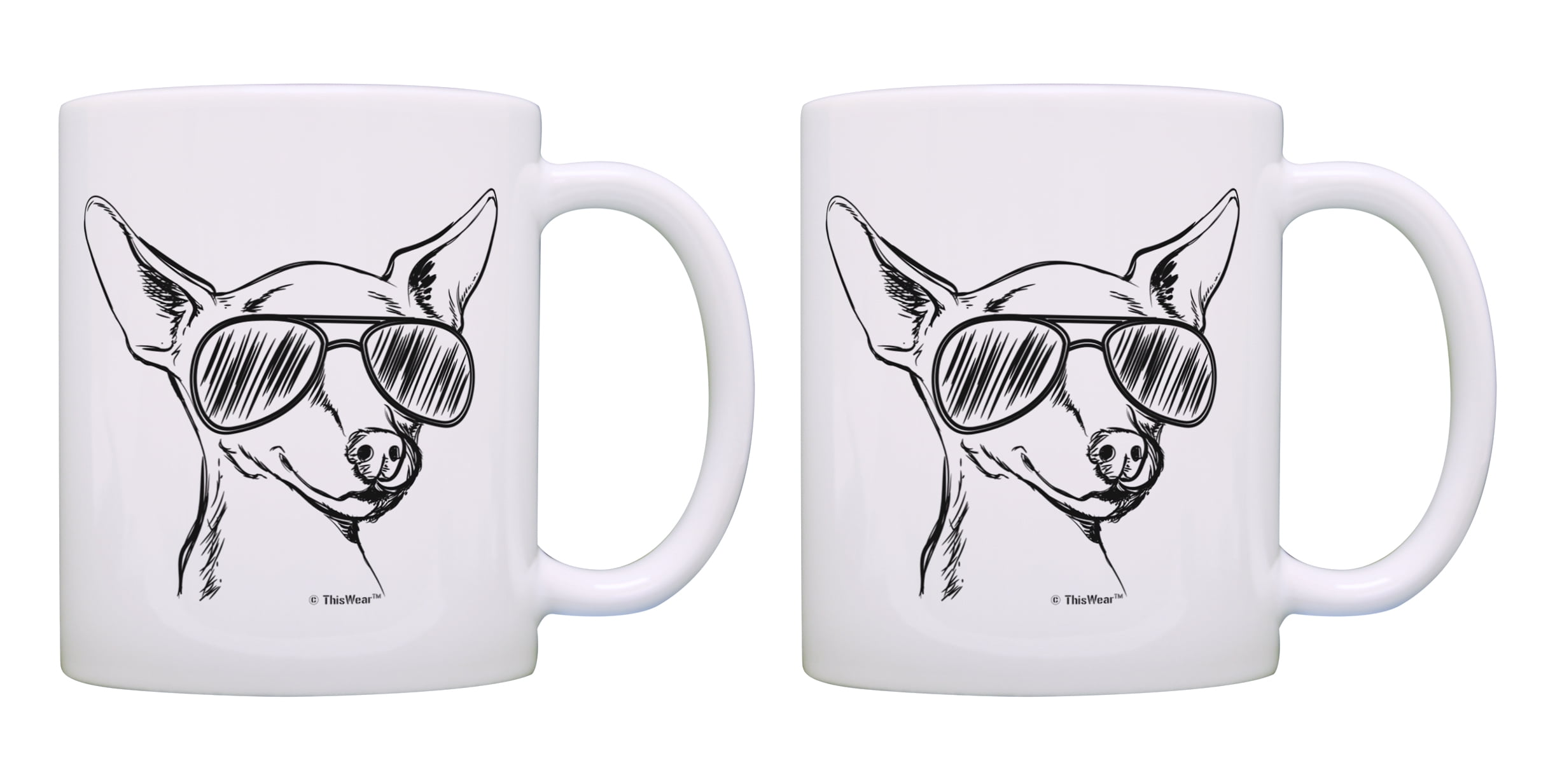 ThisWear Dog Themed Gifts Dog Wearing Sunglasses Chihuahua Mug Set 11 ...