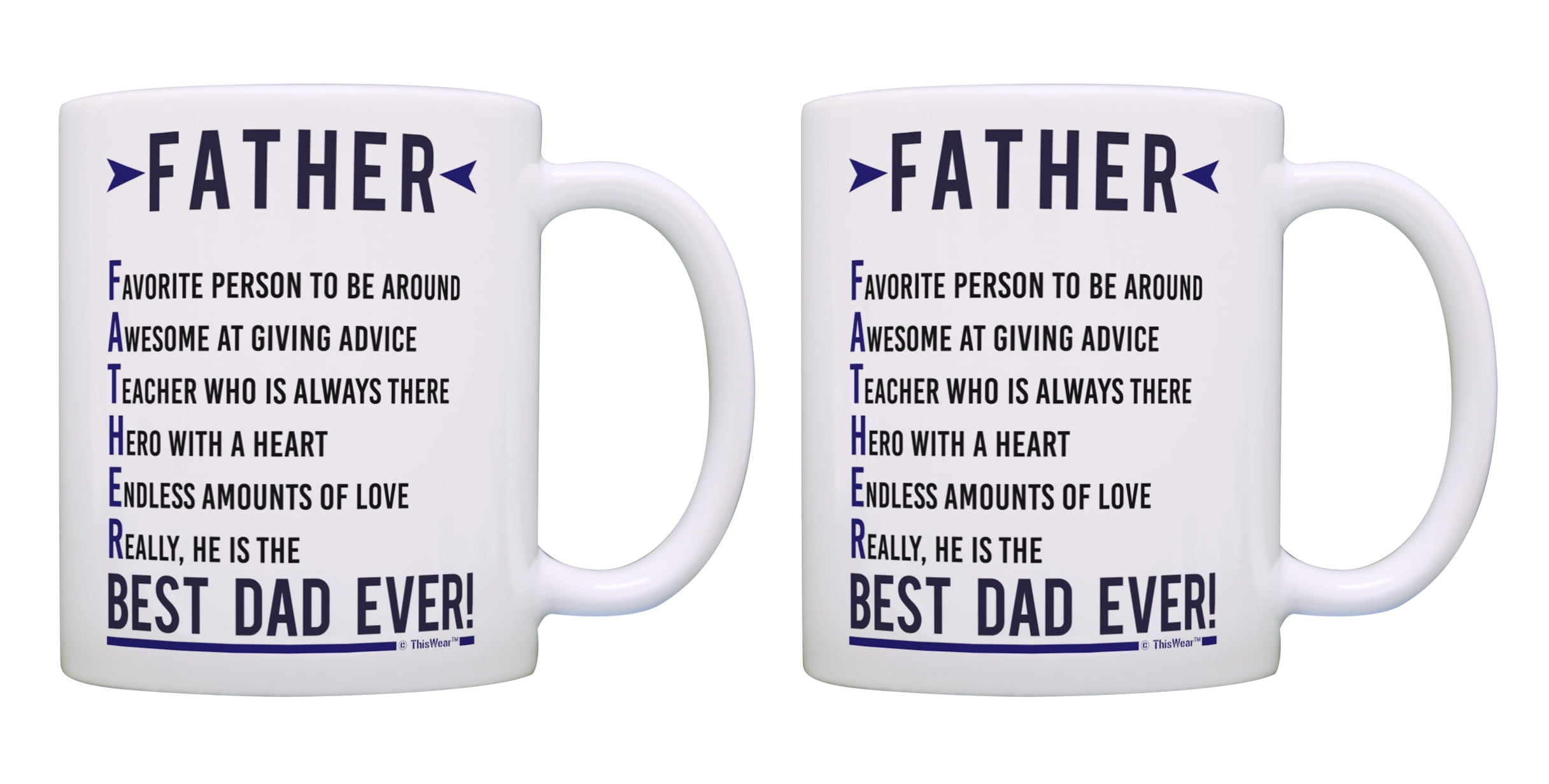 ThisWear Father Birthday Gifts F.A.T.H.E.R Best Dad Coffee Mug Set ...