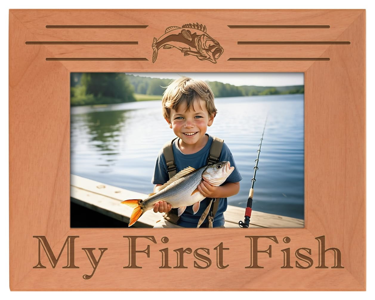ThisWear Fishing Picture Frame My First Fish Frame Fish Gifts Wood ...