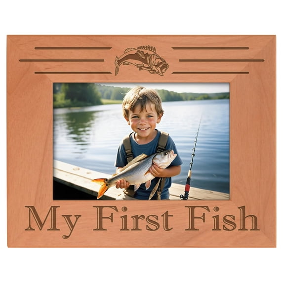 ThisWear Fishing Picture Frame My First Fish Frame Fish Gifts Wood ...