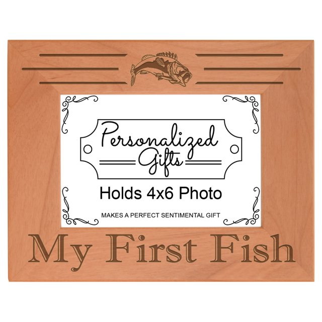 ThisWear Fishing Picture Frame My First Fish Frame Fish Gifts Wood ...