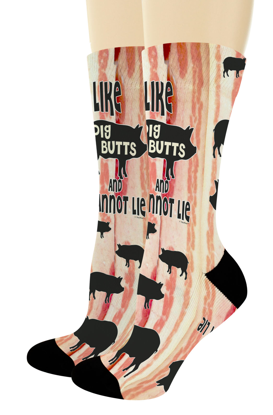 ThisWear Food Novelty Socks I Like Pig Butts Pig Themed Socks Bacon ...