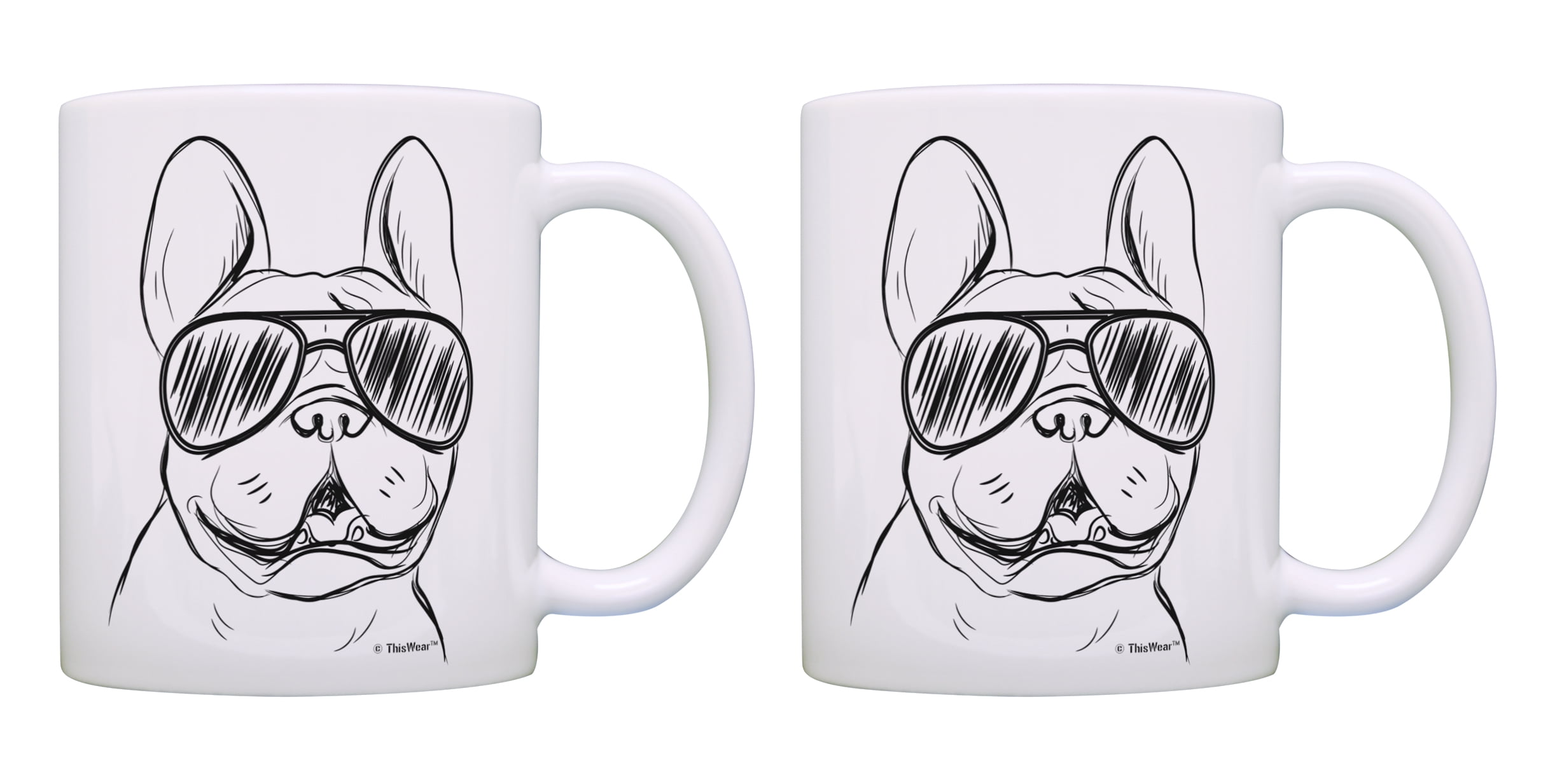 ThisWear French Bulldog Mug Set Frenchie Sunglasses Dog Themed Gifts 11 ...