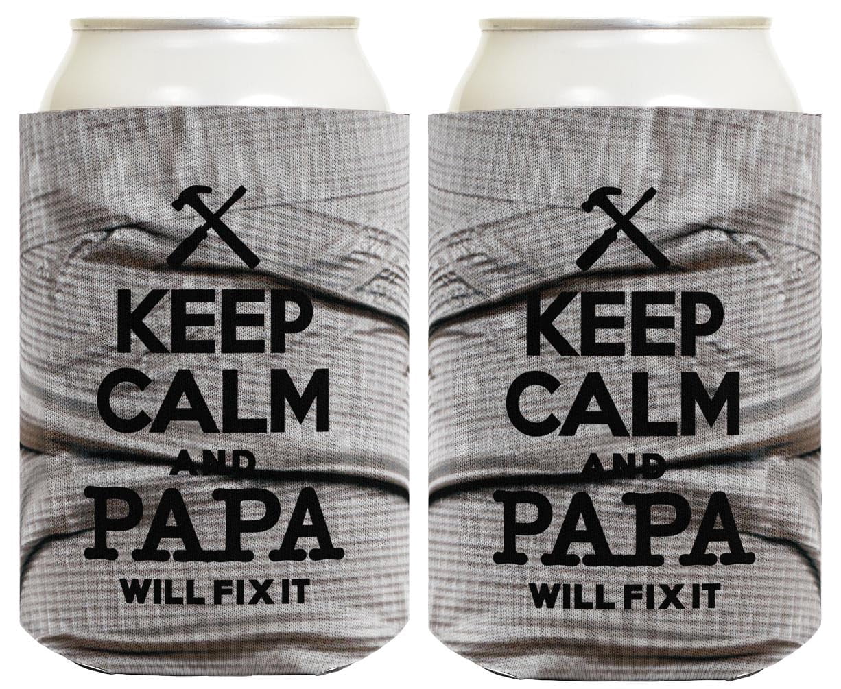 Funny Can Cooler Keep Calm Papa Will Fix It Father's Day Gift for Dad ...