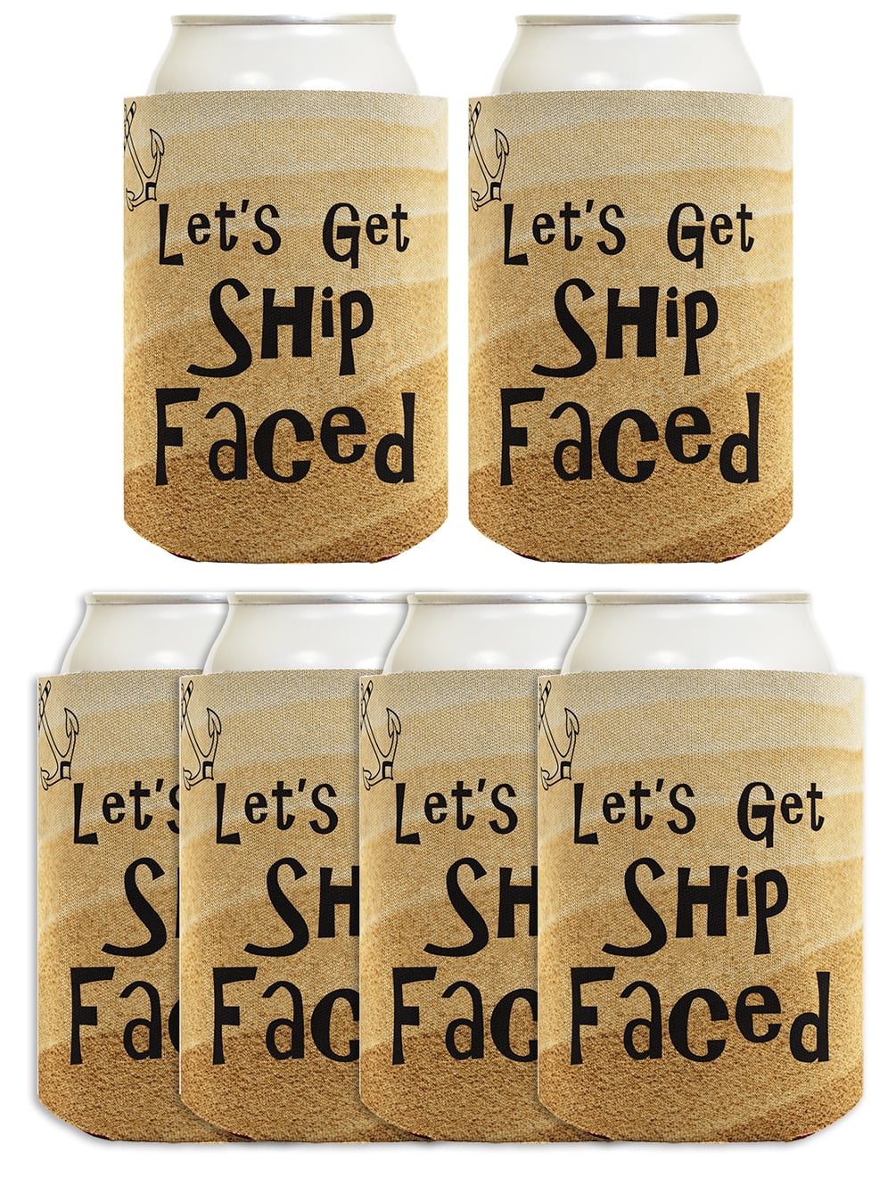 ThisWear Funny Beer Coolie Let's Get Ship Faced Nautical Sailing ...