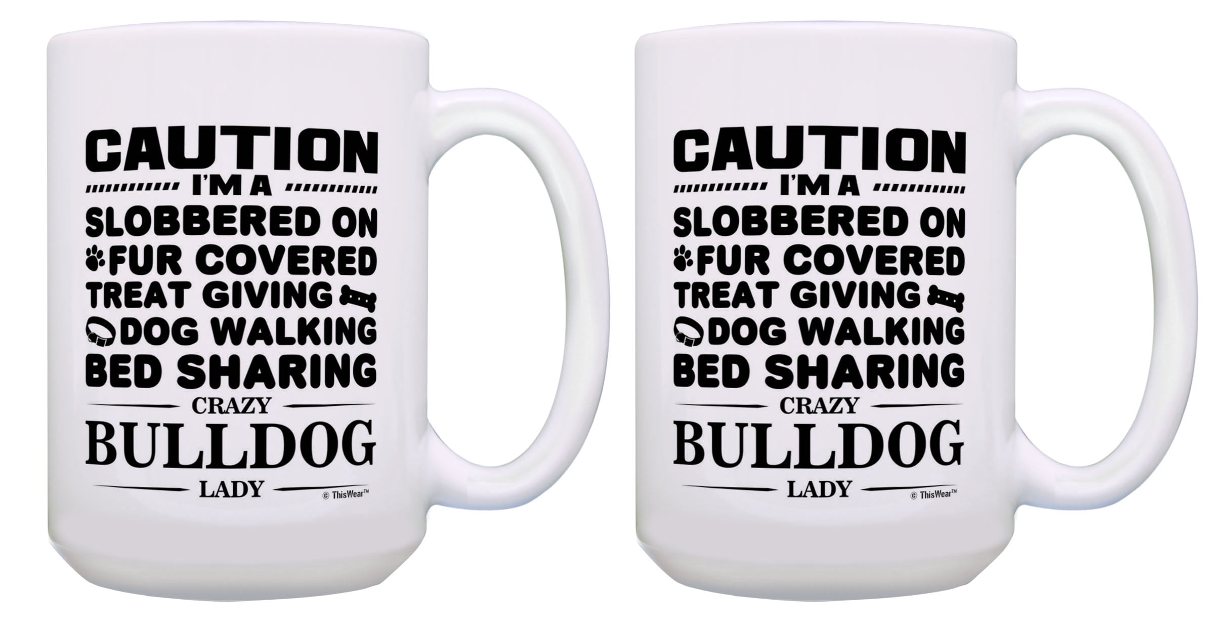 ThisWear Funny Bulldog Mug Set Crazy Bulldog Lady Set Bulldog Gifts 2 ...