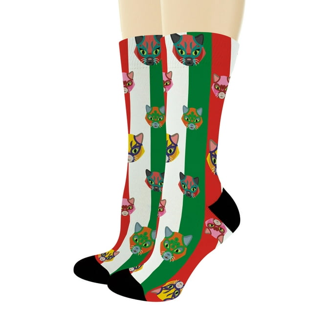 ThisWear Funny Cat Print Socks Luchador Cat Socks for Men & Women Cat ...
