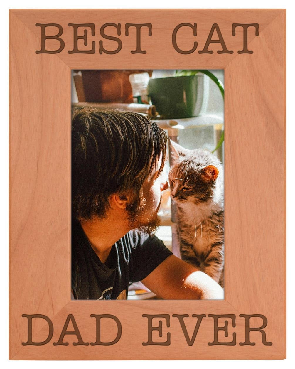 ThisWear Funny Cat Stuff Best Cat Dad Ever Natural Wood Engraved 4x6 ...