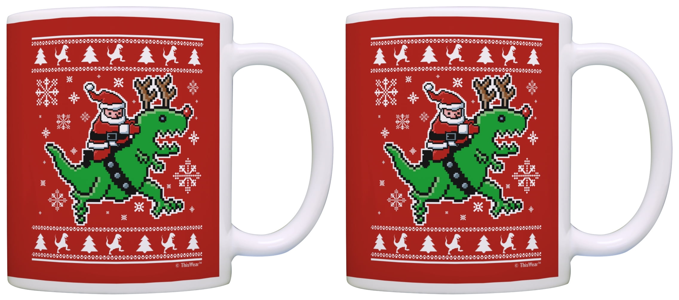 ThisWear Funny Christmas Mugs Santa Riding T-Rex Rudolph Secret Santa ...