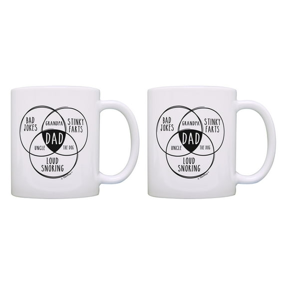 ThisWear Funny Dad Mugs Dad Chart Mug Set Humorous Venn Diagram Dad Cup ...