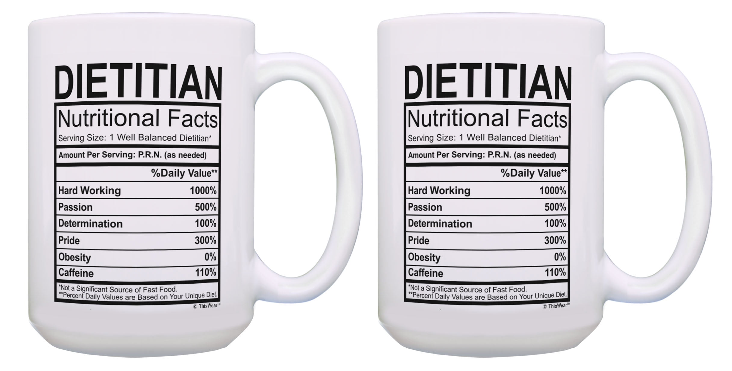 ThisWear Funny Dietitian Mug Set Dietitian Nutritional Facts Mug 2 Pack ...