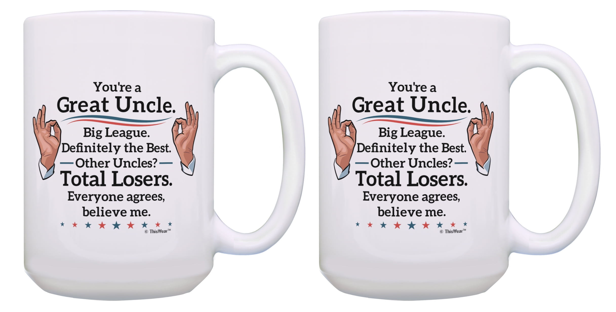 ThisWear Funny Uncle Mug Set Great Uncle Big League Definitely Mug ...