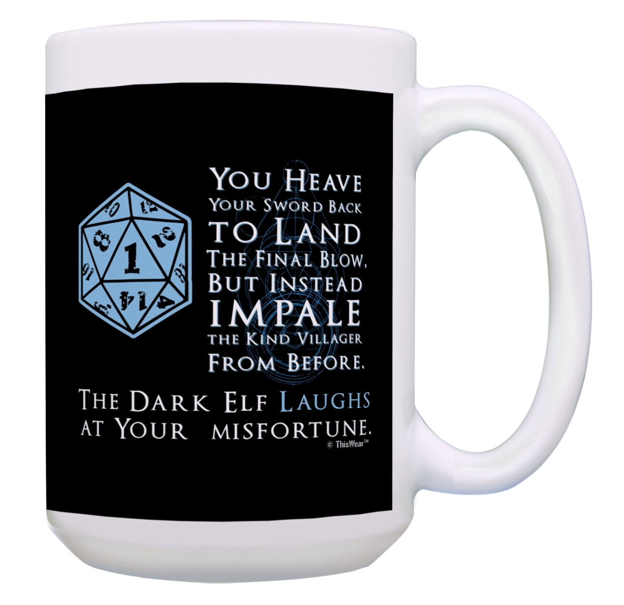 ThisWear Gaming Gifts D20 Dice Roll Critical Fail The Dark Elf Laughs ...