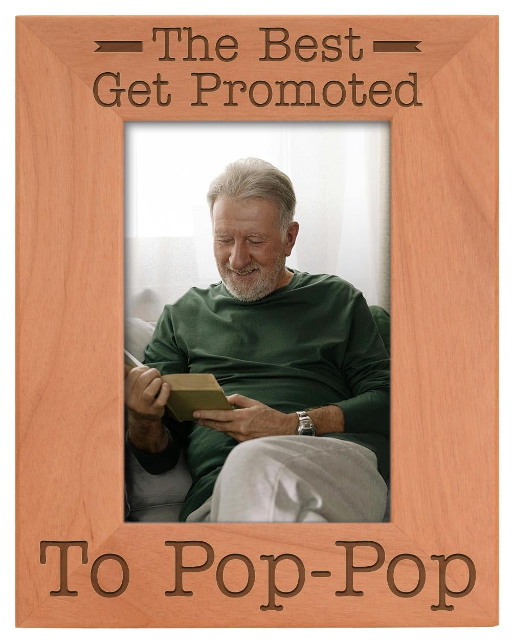 ThisWear Gift for Grandpa Best Get Promoted to Pop-Pop Natural Wood ...